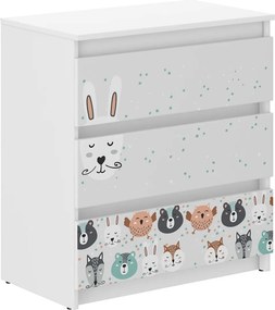 Wooden Toys Dětská komoda R-3 ZVÍŘÁTKA