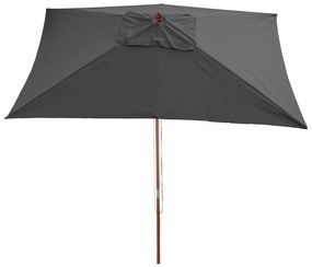 Slunečník Florida 2x3m - polyester/dřevo - antracit