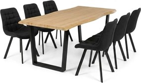 Vikio Jídelní set pro 6 osob 180x90 cm dub noha U černá židle VJS158-6C