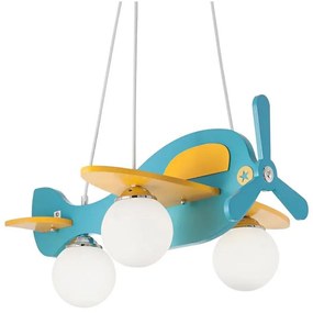Ideal Lux - Dětský lustr na lanku AVION 3xE27/28W/230V modrá
