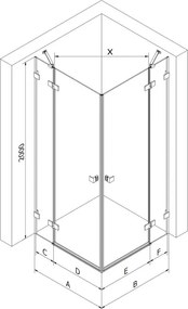 Mexen Lunar Duo, výklopný sprchový kout 80 x 75 cm, 8mm čiré sklo, grafitový profil, 834-080L-075P-95-00