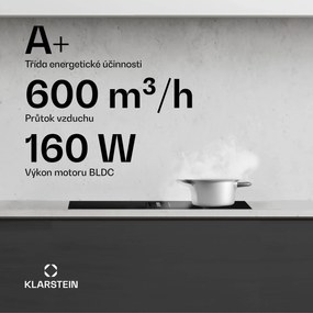 Klarstein AirJet Hybrid Down Air System, Indukční varná deska s integrovanou digestoří, 477 m³/h, EEK A+