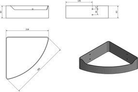 Aqualine, SAMBA rohová police do sprchy, 218x63x218mm, černá, SB209