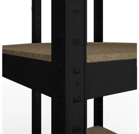 Fistar Rohový regál 1800x900x450x635 mm lakovaný 5-policový, nosnost 750 kg - ČERNÝ