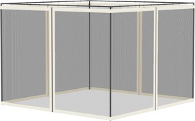 Outsunny Mosquito Nets for Gazebo/Canopy/Pavilion 3 x 3 m - Set of 4 Zippered Panels + Attachment Hooks - Polyester/Nylon | Aosom