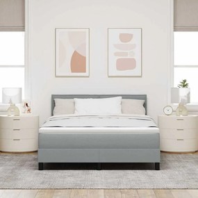 Postel s boxspringem s čelo Světle šedá 140 x 190 cm textil 3338608