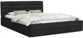 Luxusní manželská postel TOPAZ černá 180x200 z eko kůže s kovovým roštem