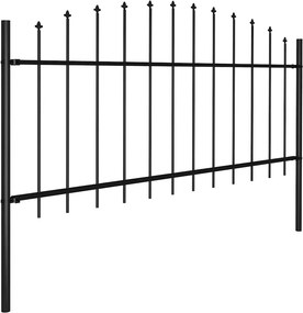 Zahradní plot s hroty ocel (0,5–0,75) x 3,4 m černý 277704