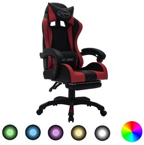 Herní židle s RGB LED podsvícením vínovo-černá umělá kůže,  288013