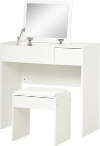 HOMCOM Moderní toaletní stolek 80Š x 40H x 79V cm se sklopným zrcadlem, zásuvkou a úložným prostorem + stůl