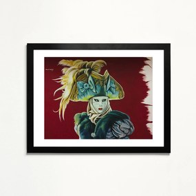 David Reichelt | Benátská maska I Rám: Bílý, Velikost: 20 x 30 cm