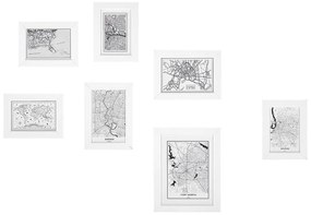 Sada 7 zarámovaných map bílá DENKORO Beliani