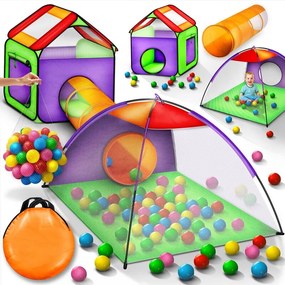 KIDUKU® hrací stan + 200 míčků + tunel + taška dětský stan ball pit dětský stan
