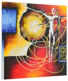 Abstraktní obraz - malba tanečníků (40x40 cm)