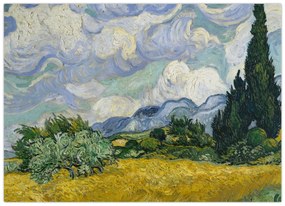 Obraz - Vincent van Gogh, Wheat Field with Cypresses, reprodukce (70x50 cm)