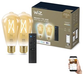 WiZ | SADA 2xLED Stmívatelná žárovka ST64 E27/7W/230V 2000-5000K CRI 90 Wi-Fi + DO-WiZ | WI0152