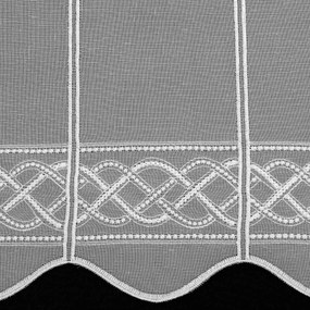 Českomoravská textilní voálová vitrážová záclona V516 vyšívané vlnky, s bordurou, bílá, výška 60cm (v metráži)