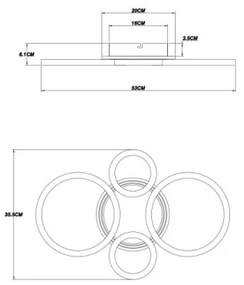 Globo 48039-40 - LED Stropní svítidlo LORETTA LED/40W/230V pr. 35,5x53 cm černá