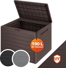 Zahradní úložný box Lille 190L hnědý in dekor dřeva odolné vůči počasí uzamykatelné