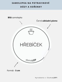 Samolepka na kořenky HŘEBÍČEK bílá 5 cm základní písmo