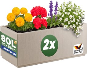 Květináč Ethica sada 2 ks křídově bílý plast 80x36x36cm