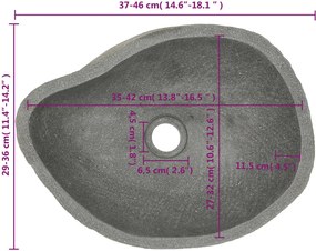 vidaXL Marketos Umyvadlo říční kámen oválné (37–46) x (29–36) cm