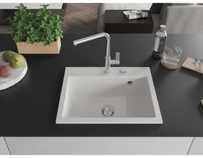 Mexen Oscar, 1-komorový granitový dřez 580x490x205 mm, bílá, 6519581000-20