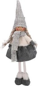 Vánoční figurka holčičky šedá / bílá 48 cm