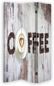 Gario Paraván Nápis Coffee z kávových zrn Rozměry: 180 x 170 cm, Provedení: Klasický paraván