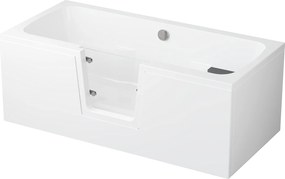 Vana s dvířky Polimat OVI 160x75 LEVÁ s bílým čelním krycím panelem + vanový sifon automat s přepadem VABPS-ZU 70