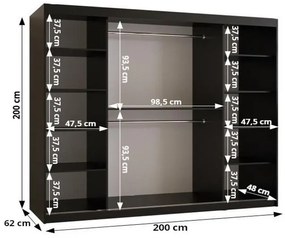 Šatní skříň Ramiro 1 | 200 cm | bílá/černá