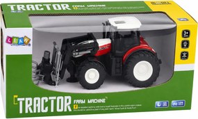 LEAN Toys Zemědělský traktor s držákem na balíky, dálkově ovládaný RC, červený, měřítko 1:24