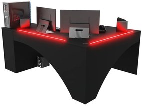 Rohový herní pc stůl Carbon (černá) (L) (s RGB osvětlením). 1054965