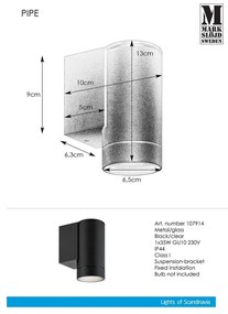 Nástěnné venkovní svítidlo (výška 13 cm) Pipe – Markslöjd