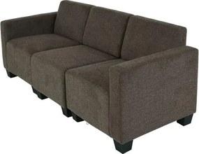 Modulární 3místná rozkládací pohovka Lyon, látka/textil ~ hnědá