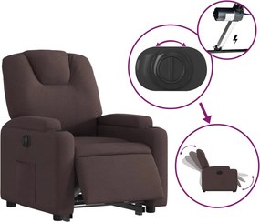 Elektrické zvedací polohovací křeslo tmavě hnědé textil 3204397