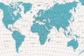 DIMEX | Samolepicí vliesová fototapeta na zeď Politická mapa světa MA-5-1543 | 375 x 250 cm | modrá, bílá