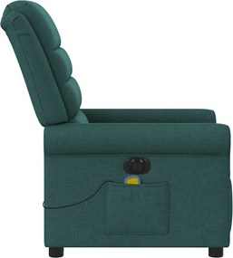 Elektrické masážní polohovací křeslo tmavě zelené textil 3303310