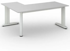 Rohový kancelářský psací stůl PRIMO FLEXIBLE, 1800 x 1400 mm, šedá