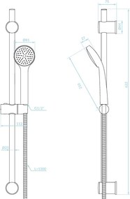 Kuchinox MEVA, sprchová souprava se sloupem a ruční hlavicí, 622 mm, chromová, LAV-NKM_01A1