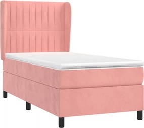 Box spring postel s matrací růžová 100x200 cm samet 3129320