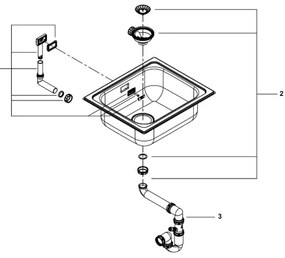 GROHE 31719SD0 - Kuchyňský dřez K200 533 × 457 mm nerez