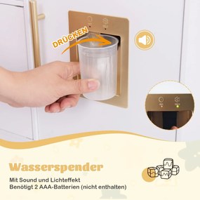 Costway Dřevěná kuchyňka na hraní s dřezem a kohoutkem Kuchyňka na hraní