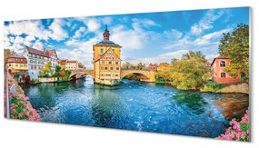 akrylový obraz Německo staré město říční mosty 120x60 cm