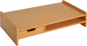 HOMCOM Stojan na monitor z bambusu - Organizér na stůl pro počítačové a přenosné obrazovky 49x25,5x11,5 cm | Aosom