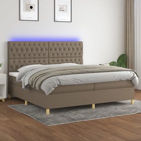 Box spring postel s matrací a LED taupe 200x200 cm textil