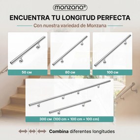 Monzana Zábradlí sada 3 ks nerezová ocel 4,2 × 300 cm