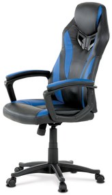 AUTRONIC Herní židle, potah - modrá a černá ekokůže, houpací mechanismus