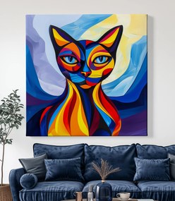 Obraz na plátně - Barevná kočka Absterix FeelHappy.cz Velikost obrazu: 100 x 100 cm