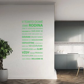 GLIX Rodinná pravidla - samolepka na zeď Oranžová 50 x 100 cm